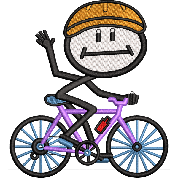 Best Stick Figure Bicycle Rider Design for machine embroidery