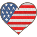 Best American Flag Heart Design for machine embroidery